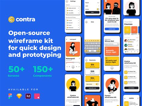 Contra Open Source Wireframe Kit One Click Theme