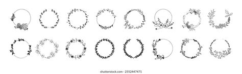 Simple Circular Flower Frame Circular Flower Stock Vector Royalty Free 2552447471 Shutterstock