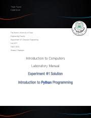 Lab 1 Introduction To Python Programming Solution1 Pdf Think Twice Code Once The Islamic