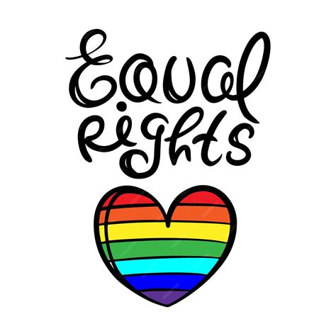 Premium Vector Equal Right Handwritten Text Heart Rainbow Motto