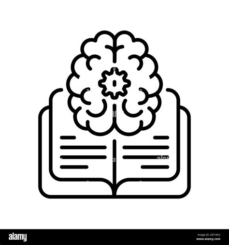 machine learning black line icon for digital and print projects