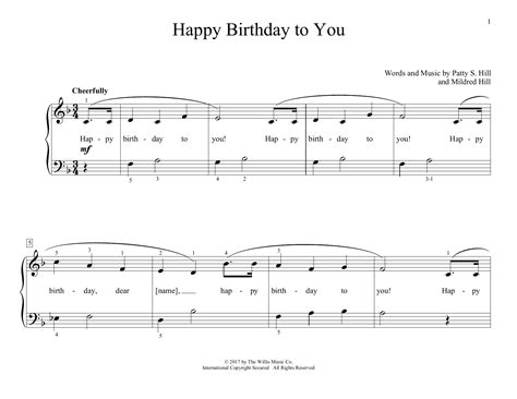 Mildred Hill And Patty Hill Happy Birthday To You Arr Christopher