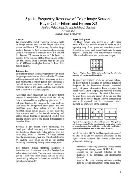spatial frequency response of color image sensors bayer color filters