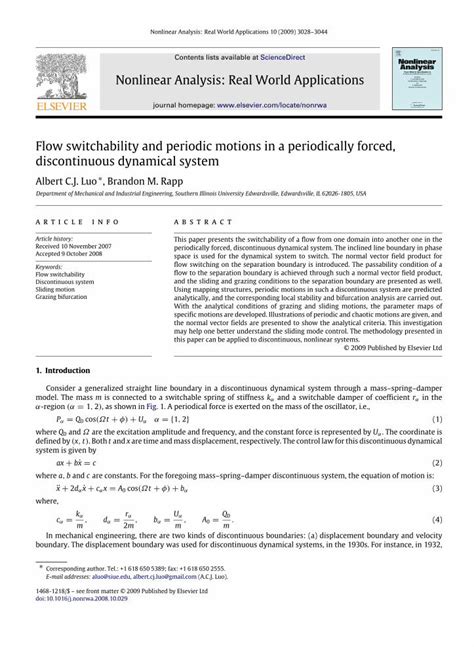 Pdf Flow Switchability And Periodic Motions In A Periodically Forced Discontinuous Dynamical