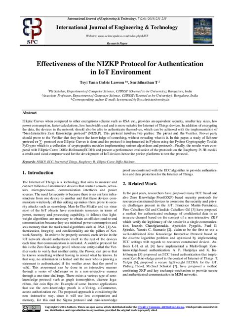Pdf Effectiveness Of The Nizkp Protocol For Authentication In Iot Environment Cedric Lawson