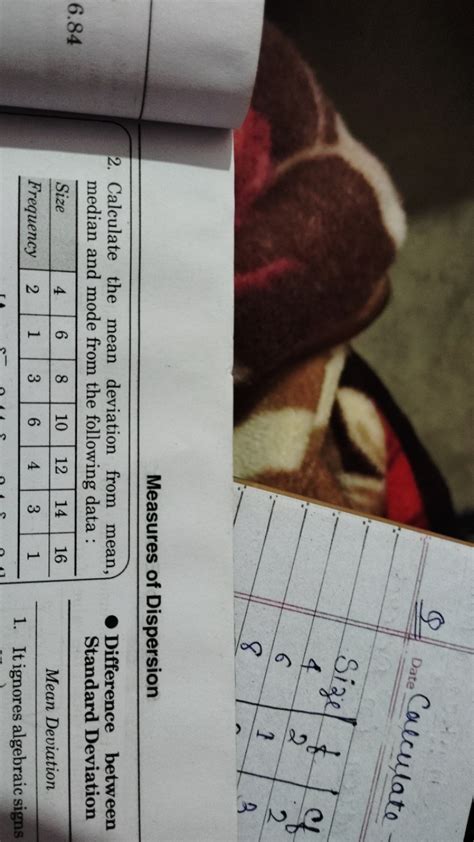 Calculatemeasures Of Dispersion2 Calculate The Mean Deviation From Me