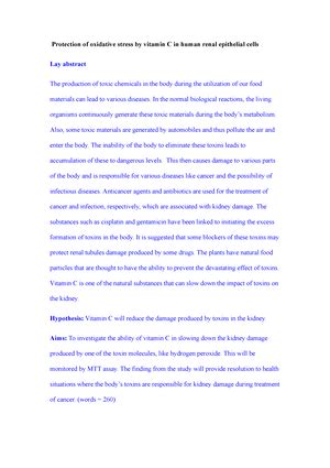 Renal Epithelial Cells Protection Of Oxidative Stress By Vitamin C In Human Erythrocytes Plain