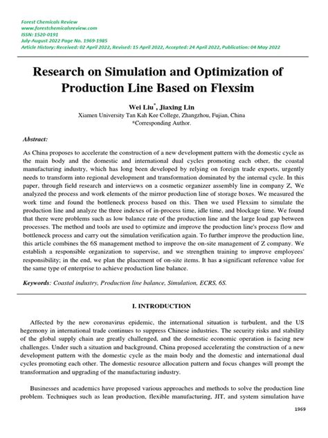 Optimization Of A Cosmetic Assembly Line Through Process Simulation And Improvement Strategies
