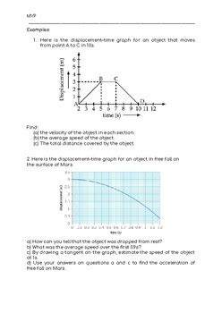 Kinematics Mastery Displacement Time Graphs Activity Pack MYP Physics
