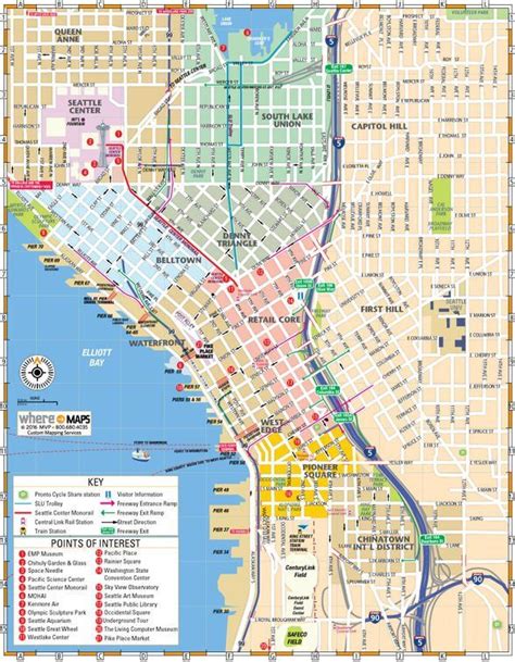 Printable And Downloadable Map Of Downtown Seattle Seattle Map Downtown Seattle Printable Maps