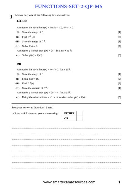 11 Functions Topic Questions 0606 Set 2 Qp Ms Pdf Function