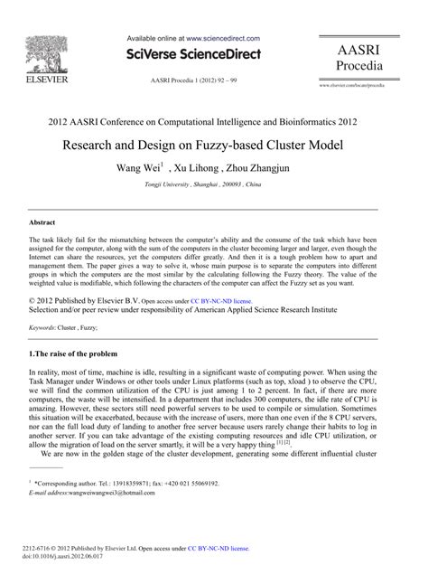 Pdf Research And Design On Fuzzy Based Cluster Model