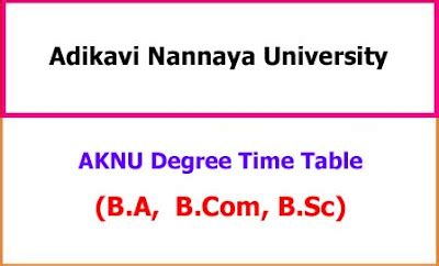 AKNU Degree Examination Time Table 2023 BA BCom BSc BBA BCA EdNewz In
