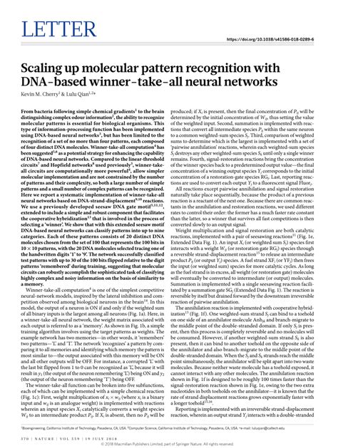 Scaling Up Molecular Pattern Recognition With Dna Based Winner Take All