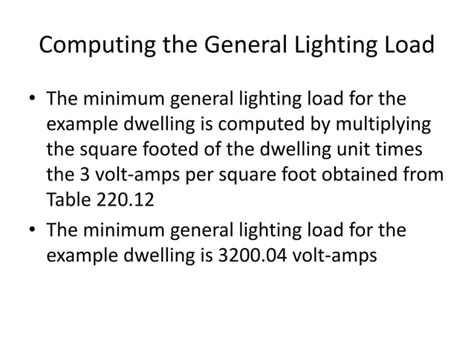 Computing The General Lighting Load For A Dwelling Pptx