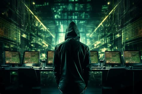 Hacker In Hood Stealing Data From Computer Cyber Crime Concept Ai