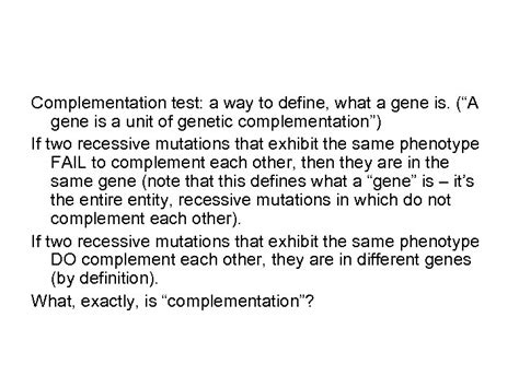 Complementation Test A Way To Define What A