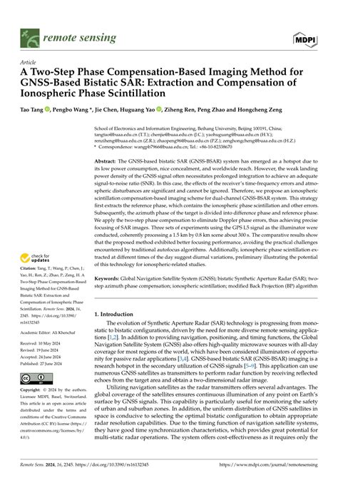 pdf a two step phase compensation based imaging method for gnss based bistatic sar extraction