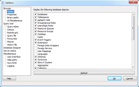 Pgadmin Browser Options Pgadmin Iii Documentation