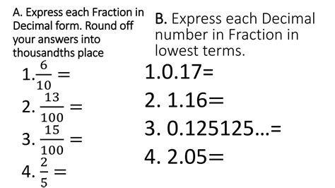 expressing rational numbers from fraction form to decimal pptx