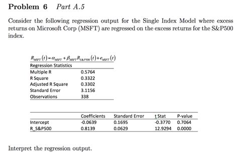 Solved Problem 6 Part A5 Consider The Following Regression
