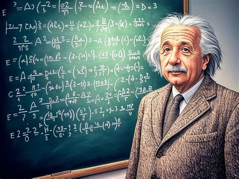 Renowned Scientist In Front Of Complex Mathematical Equations On Chalkboard Stock Illustration