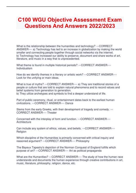C100 Wgu Objective Assessment Exam Questions And Answers 2022 2023 C100 Wgu Stuvia Us