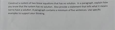 Solved Construct A System Of Two Linear Equations That Has Chegg Com