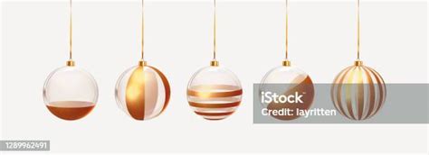 리본에 매달려 장식 Xmas 현실적인 공의 세트 메리 크리스마스와 새해 복 많은 새해 축제 투명 유리 3d 황금 공 벡터 일러스트레이션 0명에 대한 스톡 벡터 아트 및 기타