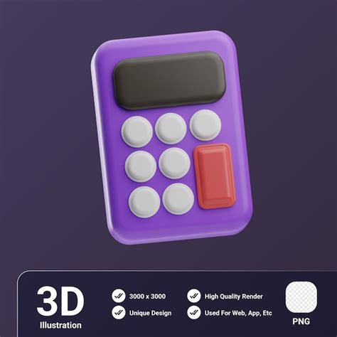 Premium Psd Stationery Object Calculator 3d Illustration