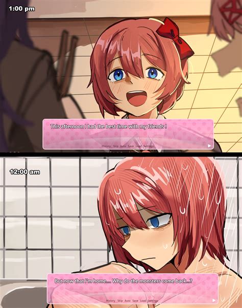 Natsuki Yuri And Sayori Doki Doki Literature Club Drawn By