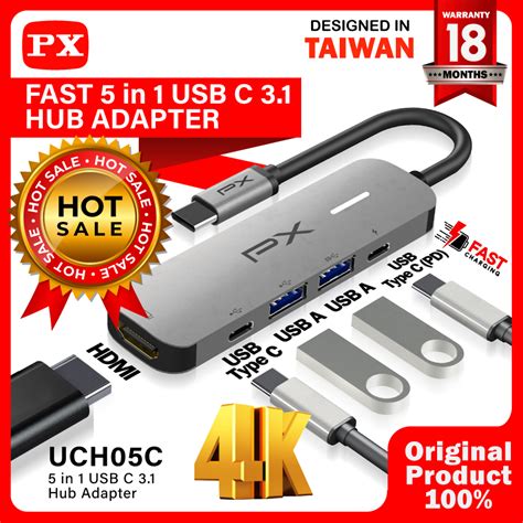 Jual Hub Converter USB Type C 3 1 To USB Type C 4K HDMI 5 In 1 PX UCH05C Shopee Indonesia