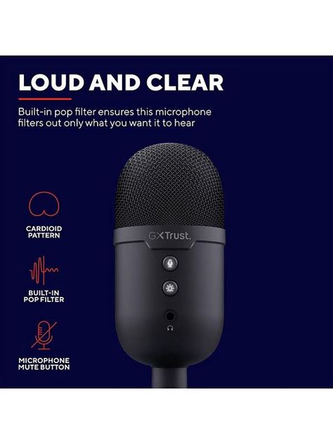 Trust Gxt234 Yunix Compact Usb Rgb Led Pc Microphone For Gaming Streaming Very