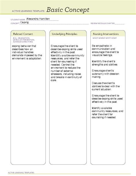 Coping Ati Template Nur 203 A Active Learning Templates Basic