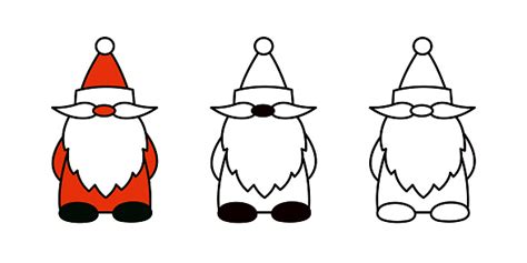 전통적인 빨간 의상을 입은 산타 클로스와 흰 수염과 콧수염이 있는 빨간 모자 만화 격리 벡터 일러스트레이션 크리스마스 문자 선 및 색상 아이콘 아이콘 세트 가공의 인물에