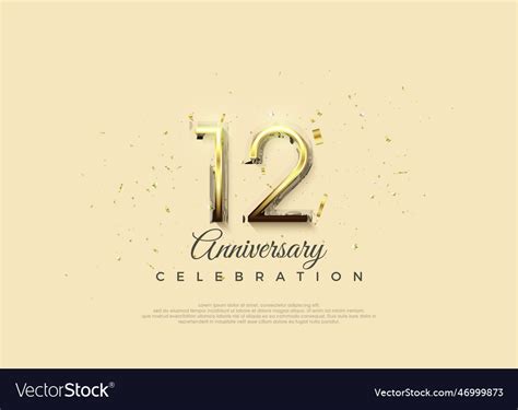 anniversary number with 12th digits in luxurious vector image