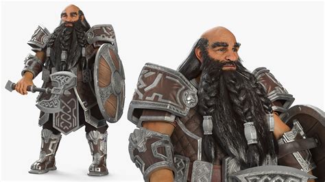 Dwarf Fighter With Axe And Shield Rigged 3d Turbosquid 2389507