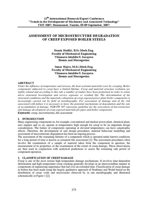 Assessment Of Microestructure Degradation Of Creep Exposed Boiler Steels Pdf Creep