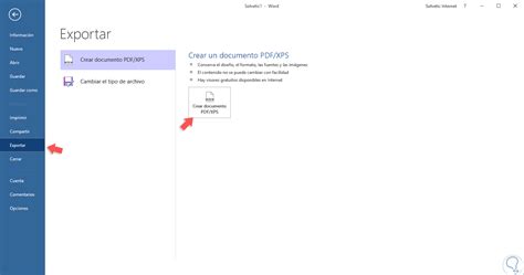 Exportar documentos de Word a PDF Página web html u otro formato