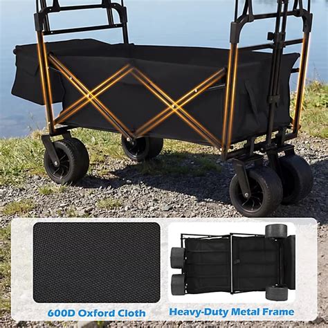 Costway Collapsible Wagon W Canopy 100 L Folding Garden Cart W