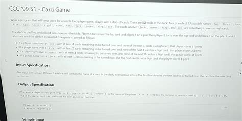 Solved Sample Inputsample Output Player A Scores 2 Points