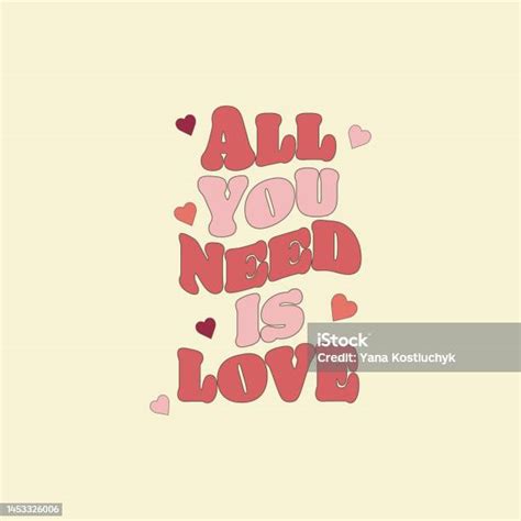 레트로 그루비 60 년대 70 년대 스타일의 사랑 텍스트 만 있으면됩니다 포스터 티셔츠 스티커 인쇄를위한 디자인 벡터 그림