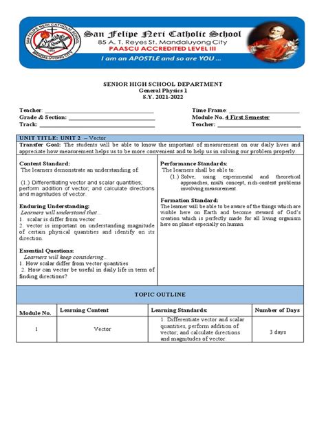 Finalgeneral Physics 1 Module 1 Pdf Euclidean Vector Force