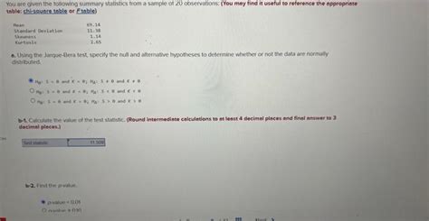 Solved 0 Using The Jarque Bera Test Specify The Null And