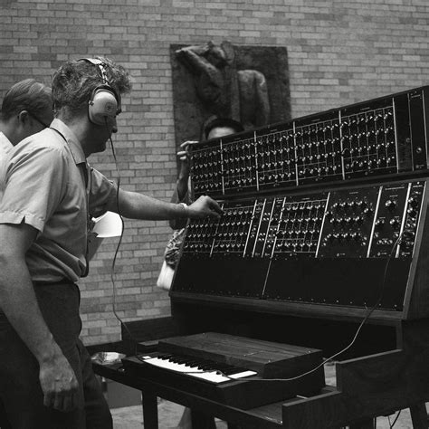Robert Moog Making Final Adjustments To The Moog Synthesizer Prior To A