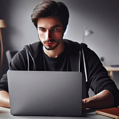 Premium Ai Image A Man At A Laptop Writes Code For A New Program Ai Generative