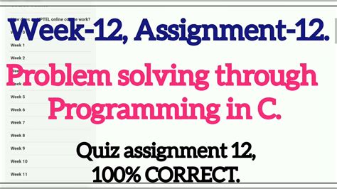 Problem Solving Through Programming In C Nptel Weak 12