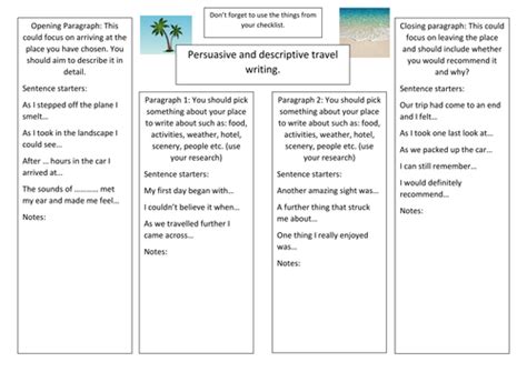 Travel Writing Scaffolding Teaching Resources