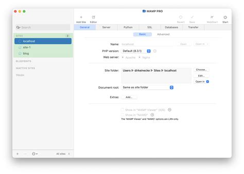 MAMP PRO MacOS Documentation First Steps
