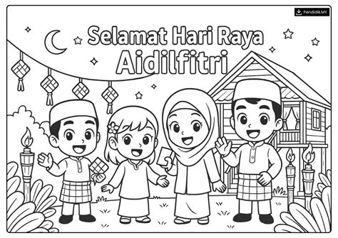 Gambar Mewarna Hari Raya Aidilfitri Koleksi Percuma Pendidik My